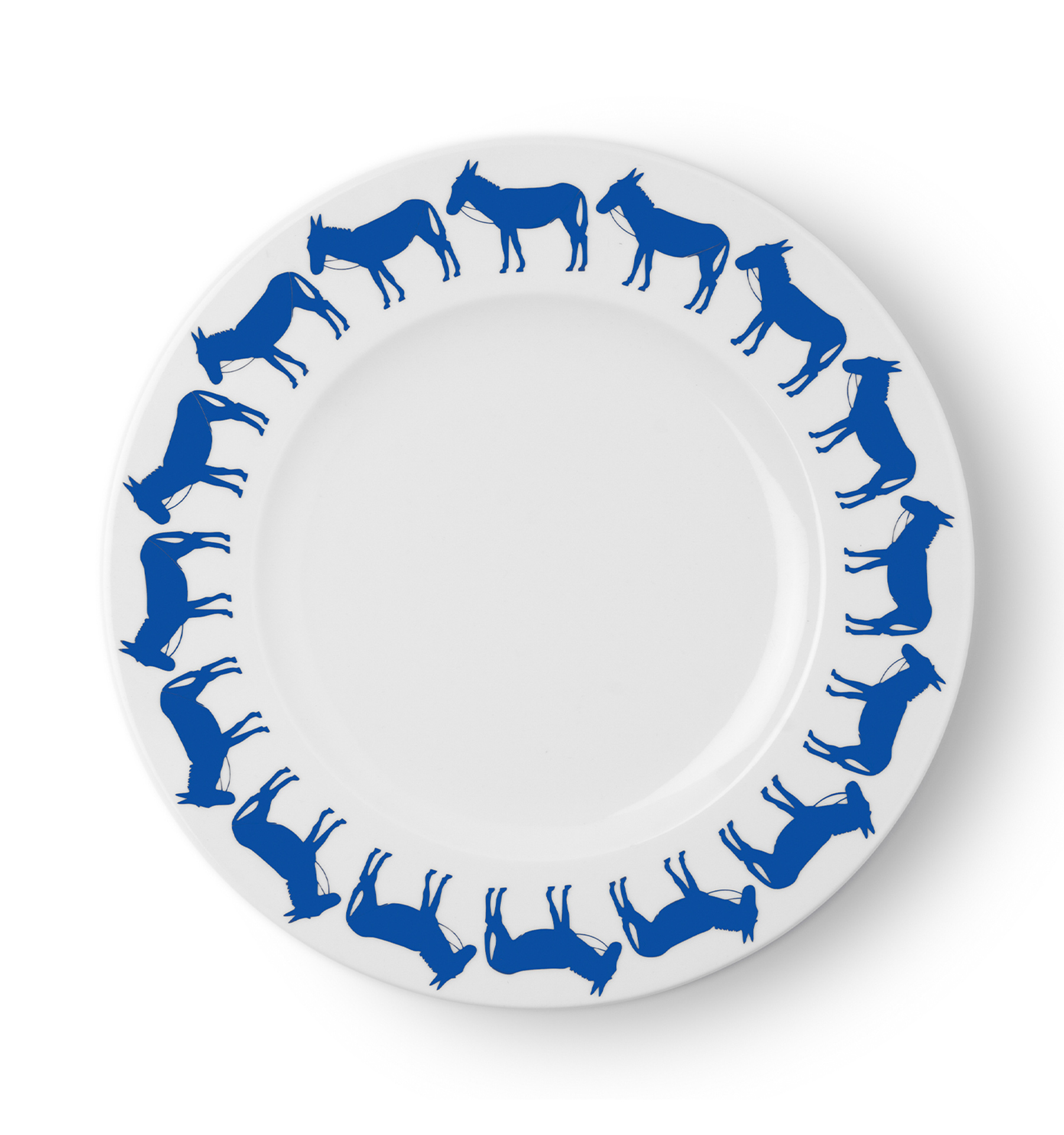 16 BLUE DONKEYS PORCELAIN PLATE - Elena Votsi